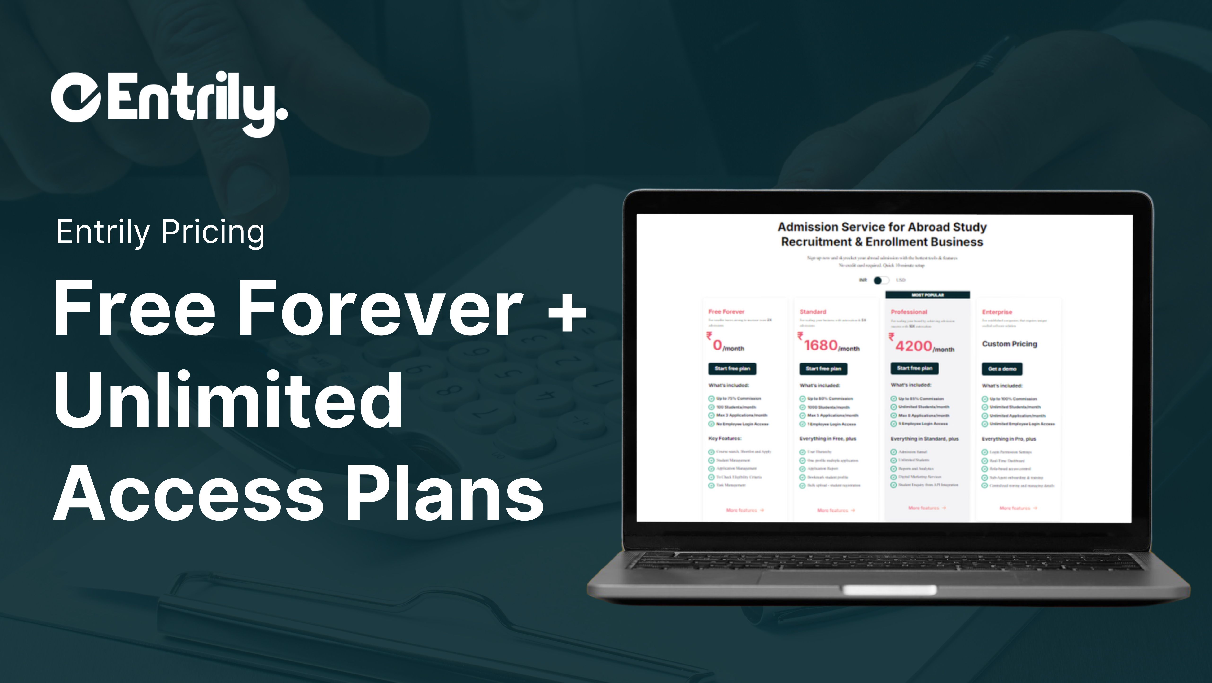 Entrily Pricing:Free Forever + Unlimited Access Plans